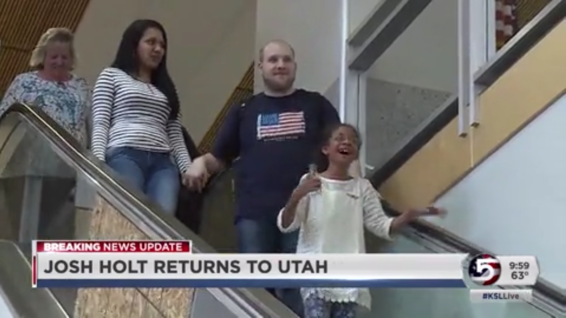 Cheering crowd greets Josh Holt as he arrives at Salt Lake airport ...
