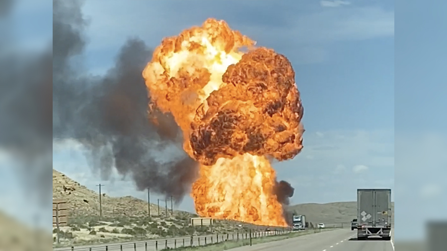Massive Explosion Seen After Train Derails Near Rock Springs