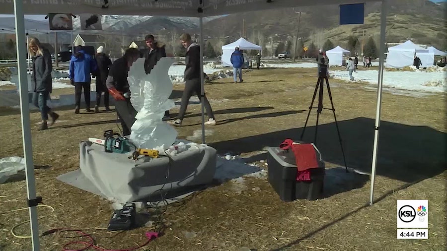 Local Ice Sculptor Creates Art In Midway