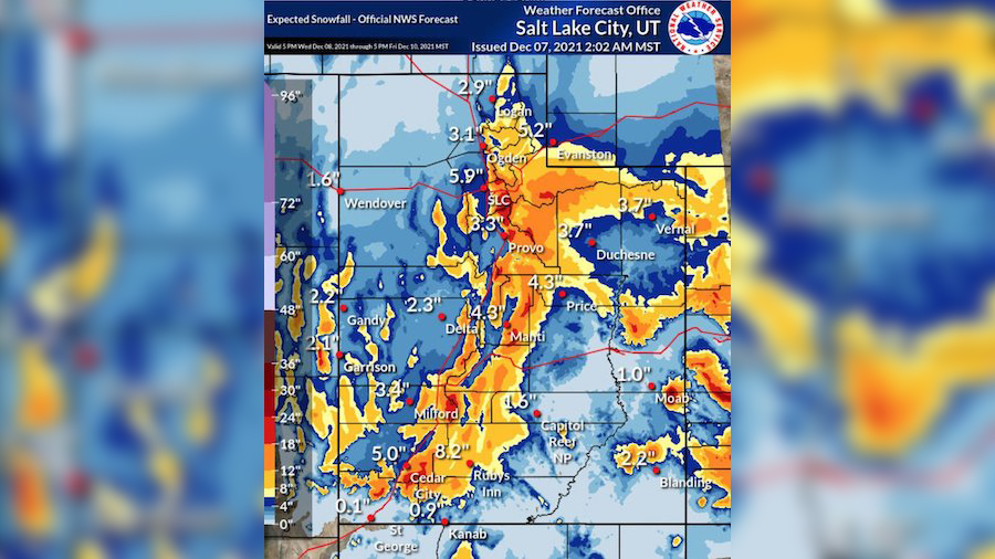 Rain turning to snow across Utah valleys as winter storms moves through ...