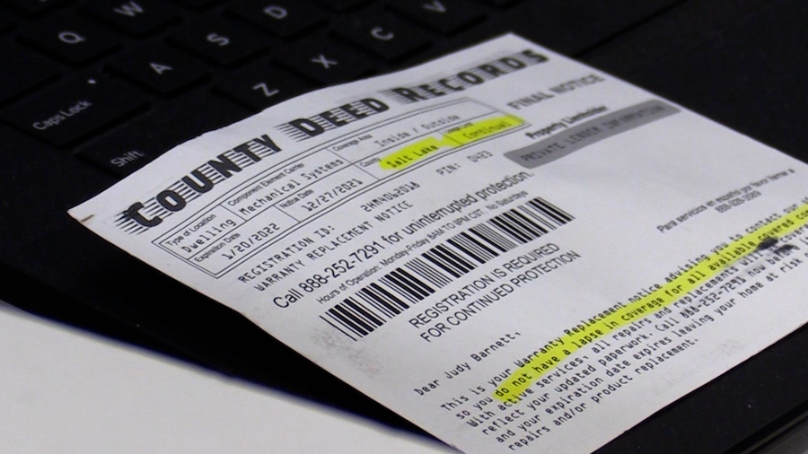 Home warranty mailers urging homeowners to call are not from the county ...