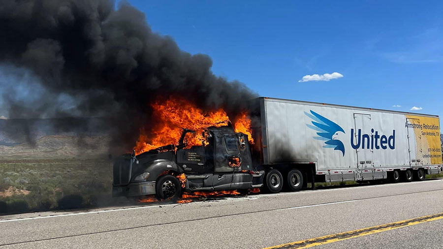Carbon County fire crews extinguish semi-trailer fire on US 6