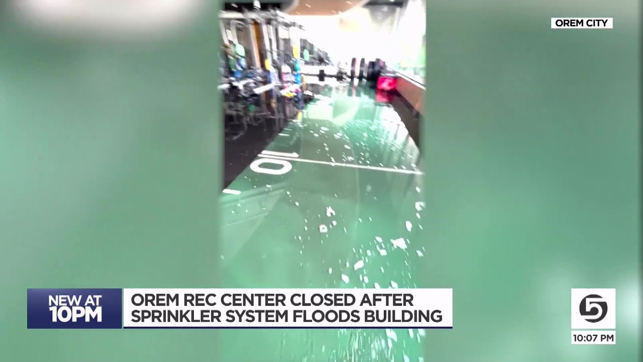 Video: Orem rec center closes after sprinkler system floods building ...