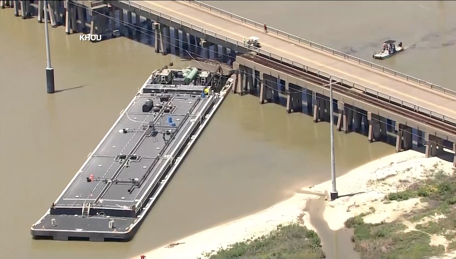 Barge hits a bridge in Galveston, Texas, damaging the structure and ...