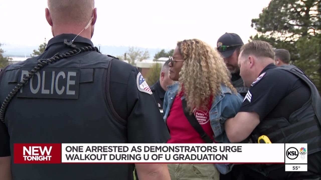 Video: Protester arrested outside University of Utah commencement ...