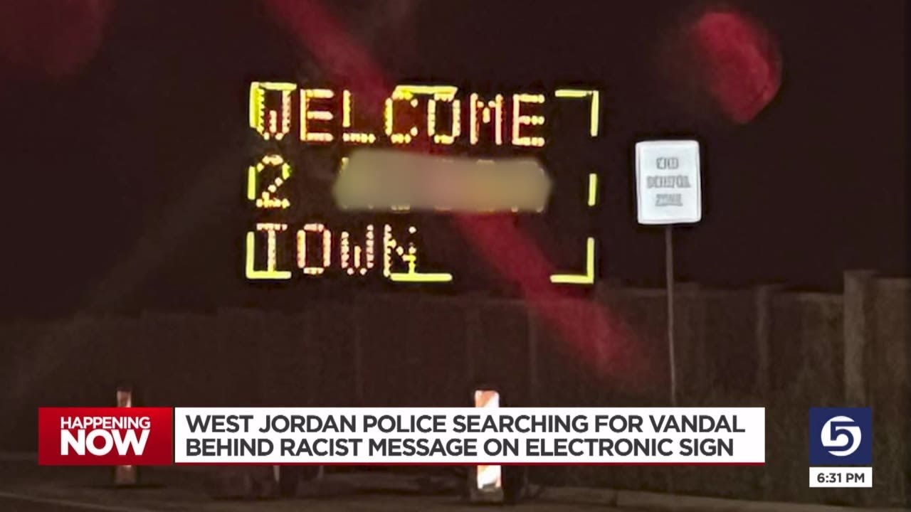 Video: West Jordan police investigate hacked sign that displayed racist ...