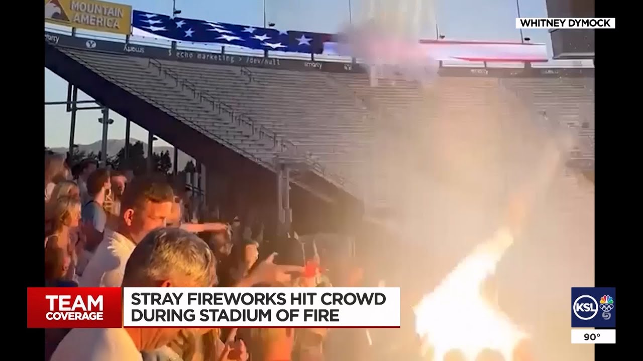 Video: Stray fireworks hit multiple people during Stadium of Fire ...