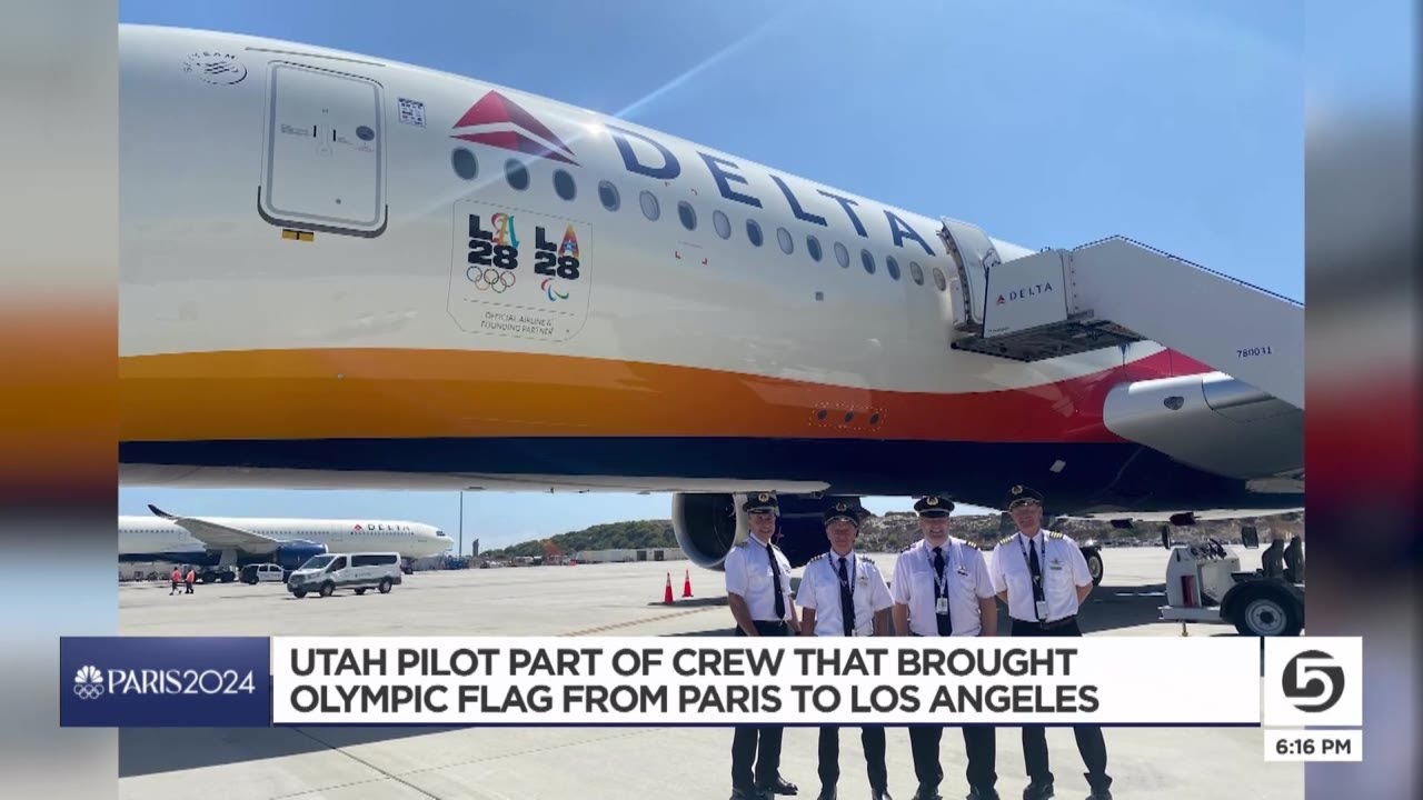 Video: Utah pilot part of crew that brought Olympic flag from Paris to ...