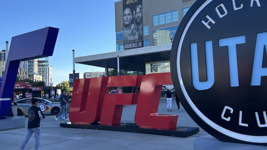 UFC Fighters Show Up To Delta Center In Jazz, Utah Hockey Club Jerseys ...