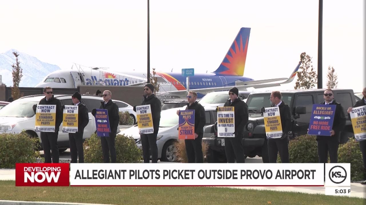 Video: Allegiant Air pilots picket outside Provo Airport - KSLTV.com