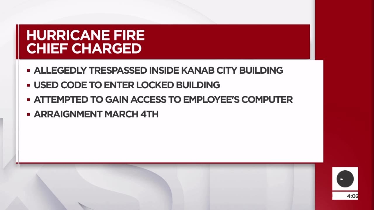 Video: Hurricane fire chief charged after breaching Kanab city building ...