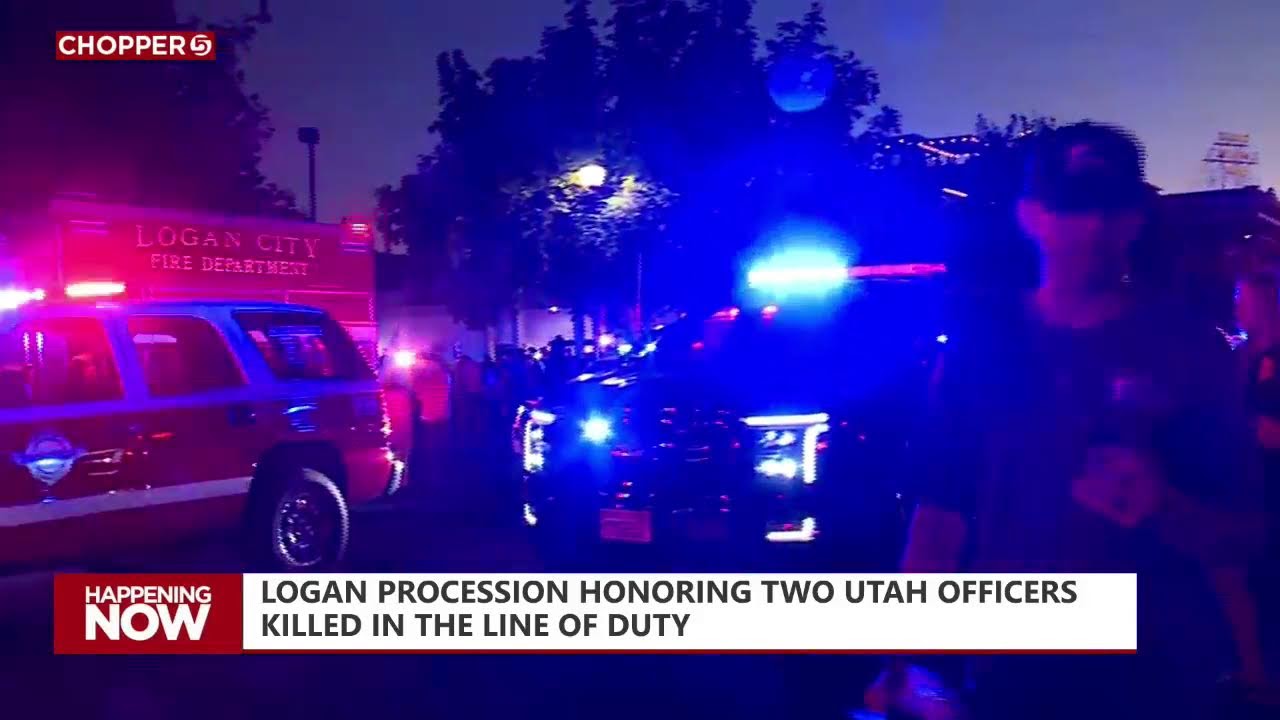Video: LOGAN PROCESSION HONORING TWO UTAH OFFICERS KILLED IN THE LINE ...